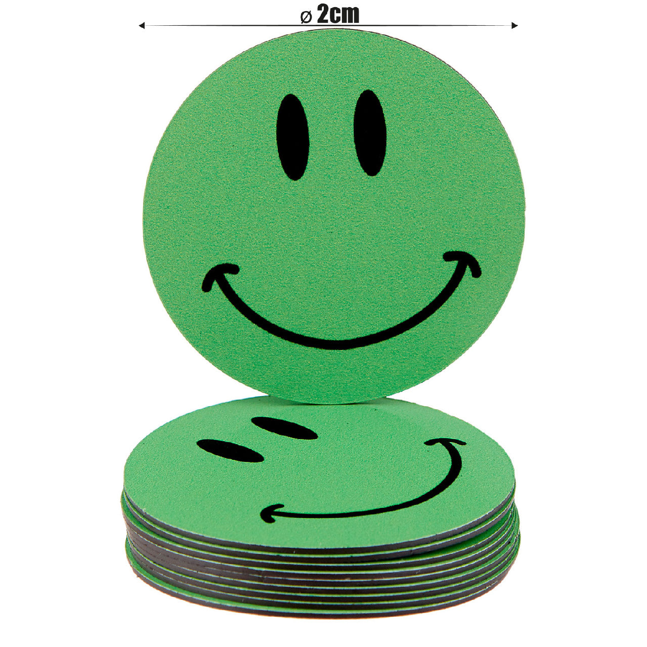 20 GRÜNE SMILEYS MAGNETE Ø 2CM - GRAFBURG & Smileyboard